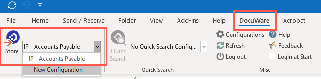 How are invoices from Outlook captured in the tray?